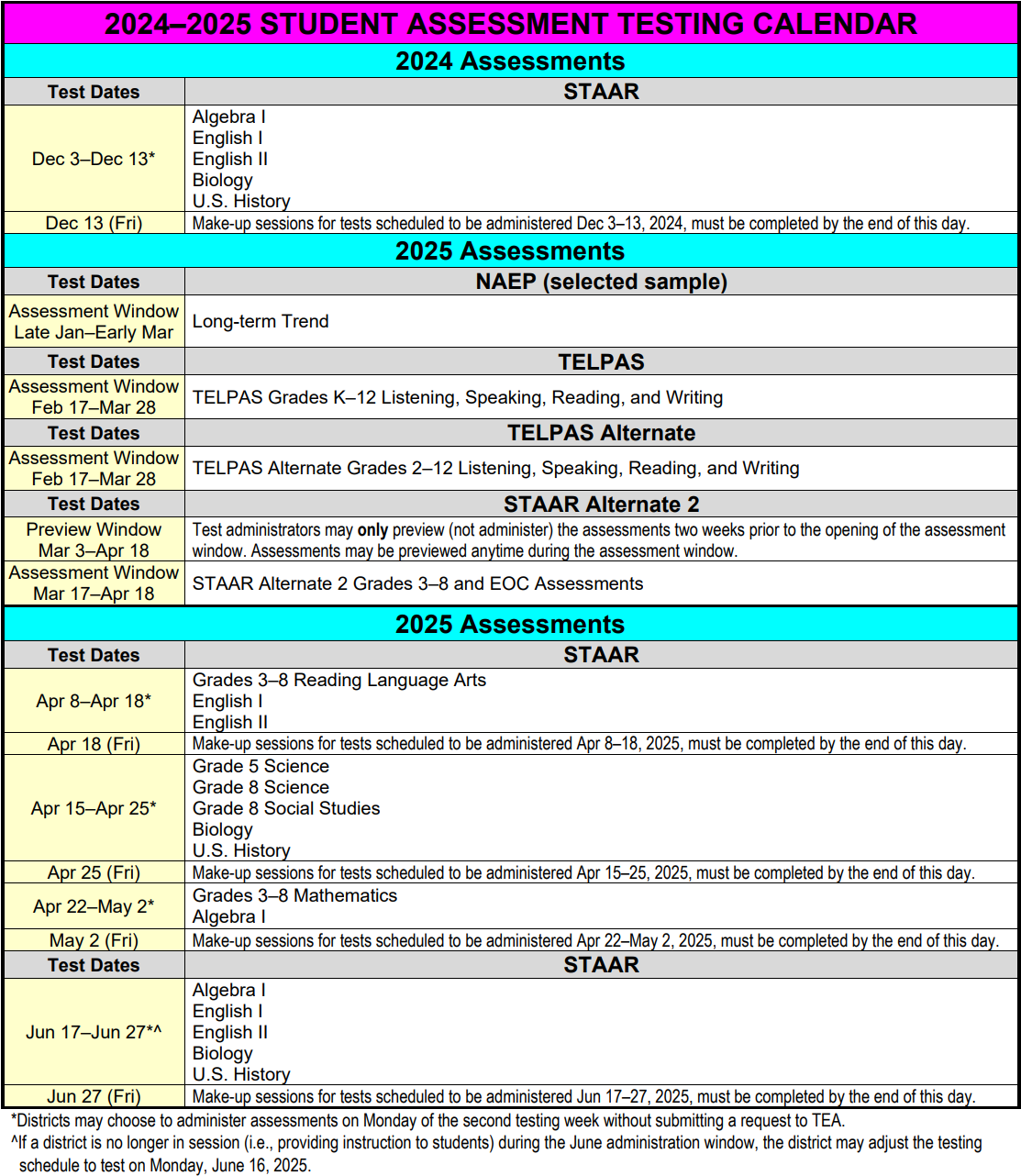 Houston's Major School Holidays and Test Dates 2024-2025 - General Academic